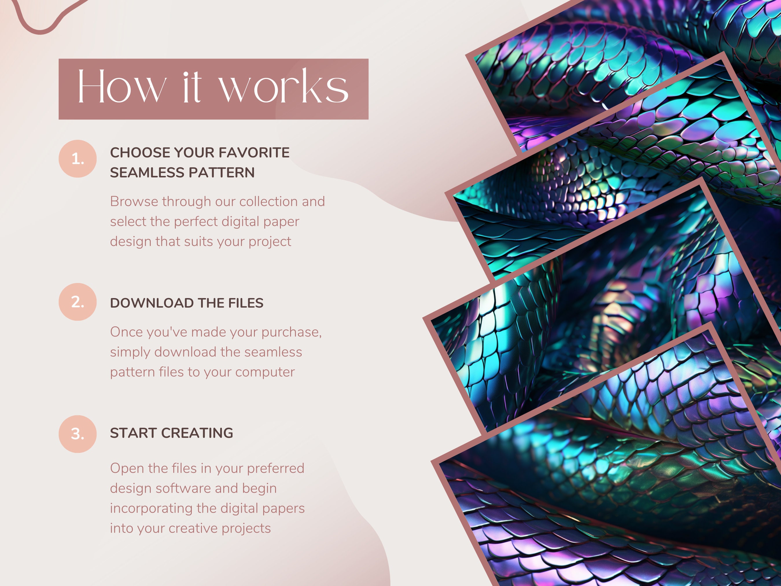 12 Holographic Snakes Scales Seamless Pattern | Iridescence Reptilian ...