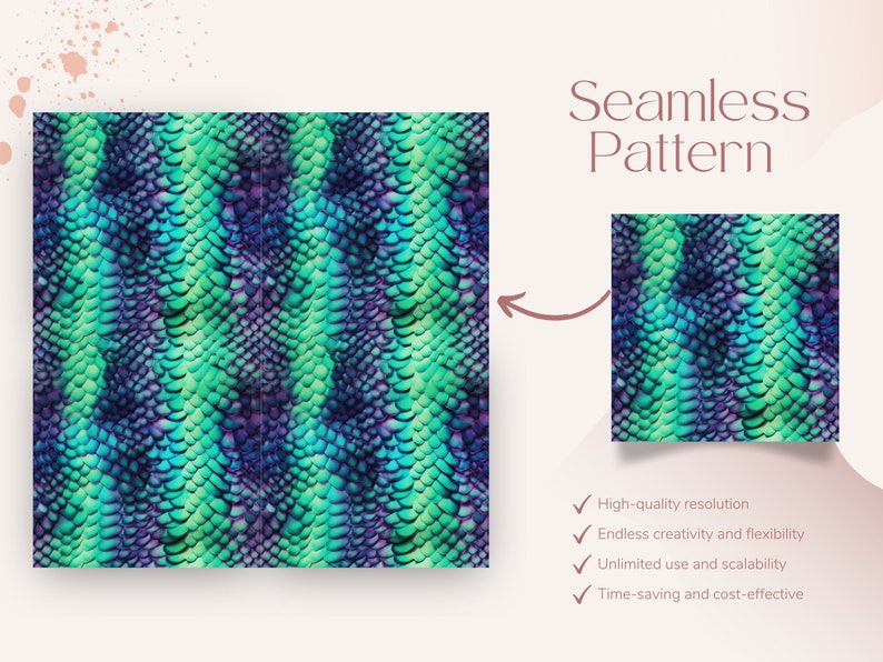 14 Purple and Green Snake Scales Texture | Reptile Seamless Pattern ...