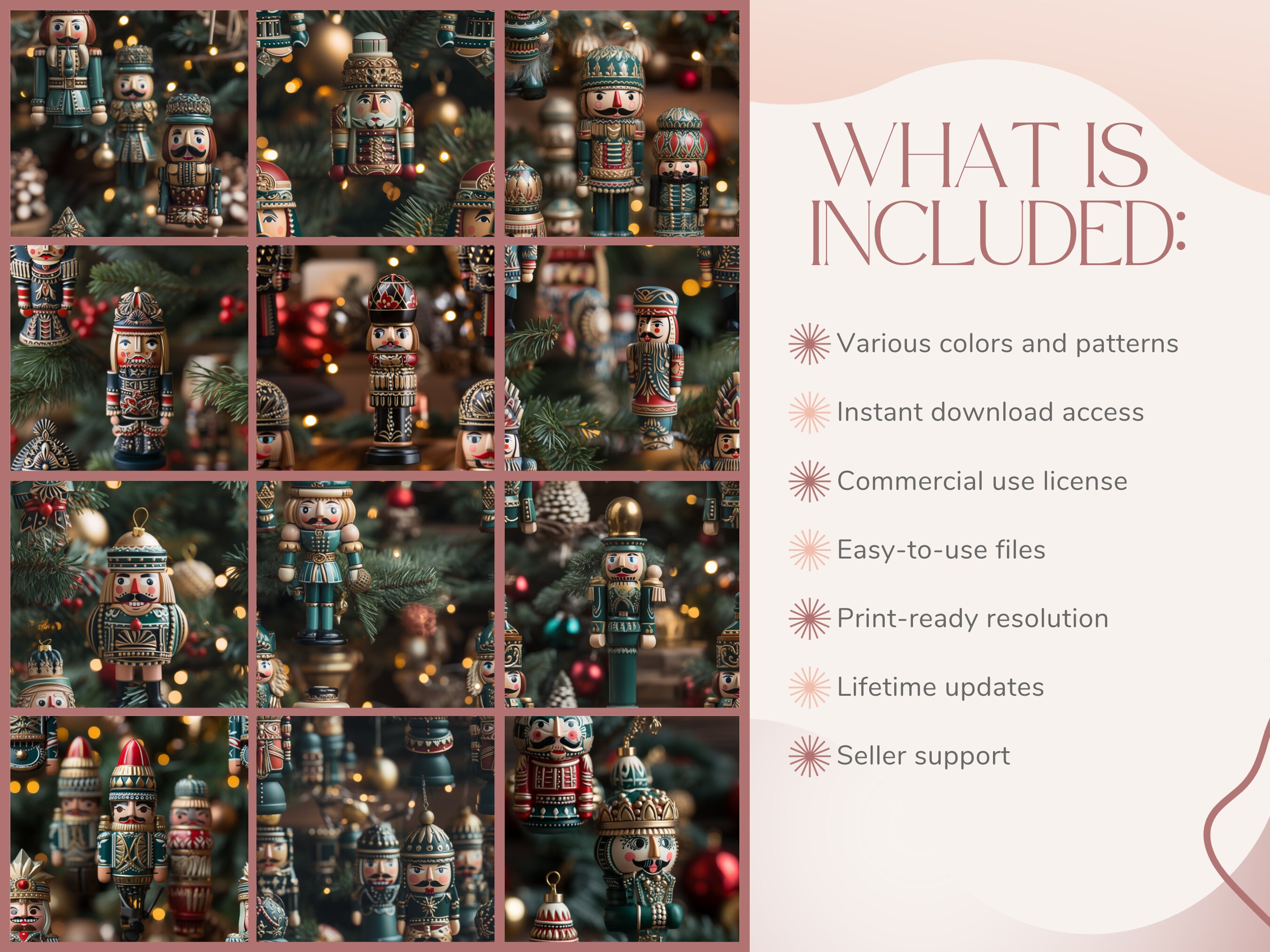 12 Nutcracker Figurine Seamless Pattern | Christmas Tree Texture ...