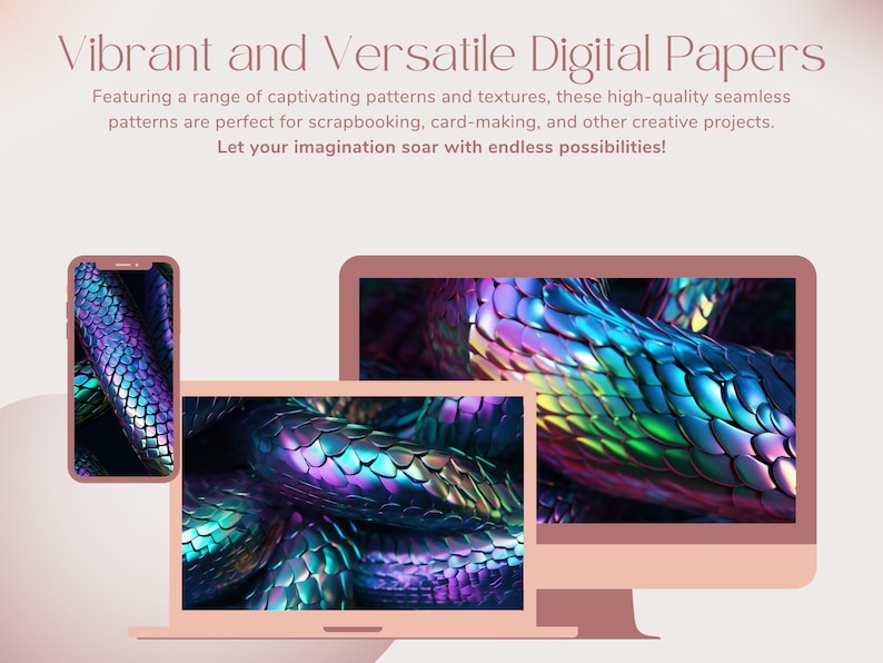 12 Holographic Snakes Scales Seamless Pattern | Iridescence Reptilian ...