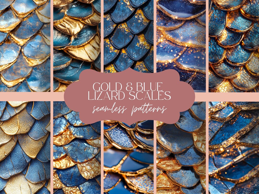14 Gold Gark Blue Lizard Scales Texture | Seamless Reptile Pattern ...