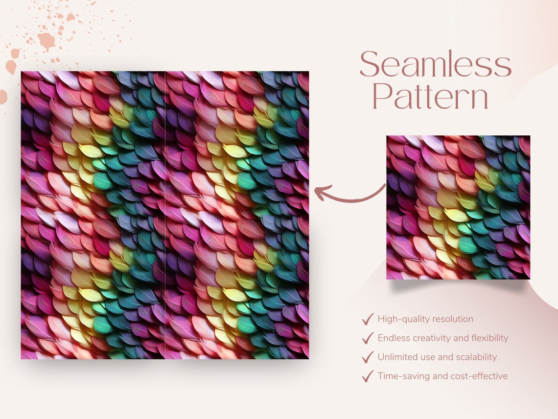 12 Rainbow Feathers Texture Seamless Bird Pattern Print Marco ...