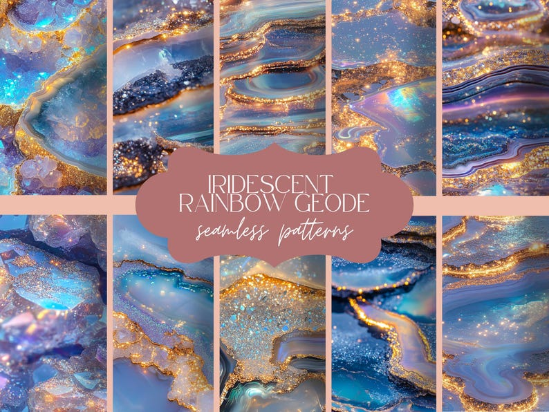 14 Iridescent Rainbow Geode Texture | Seamless Crystal Pattern ...
