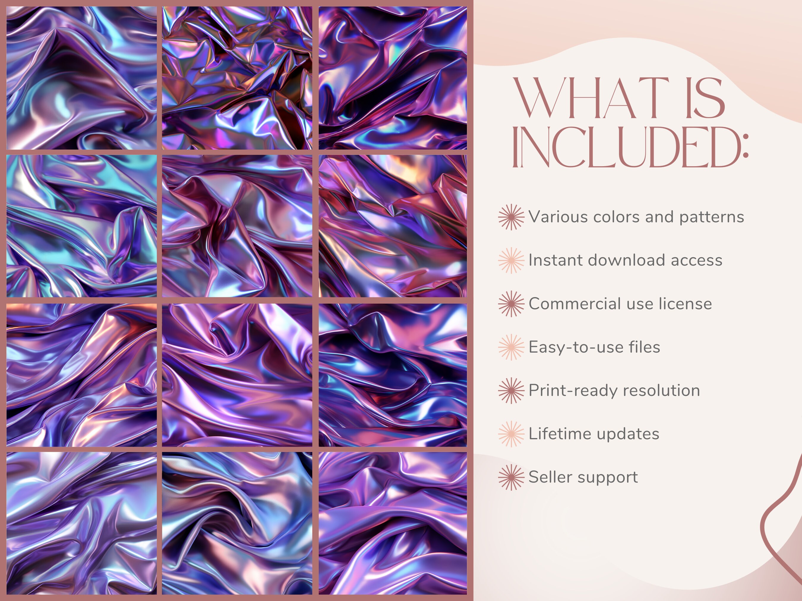 12 Purple Holographic Satin Fabric Seamless Pattern | Iridescent Fabric ...