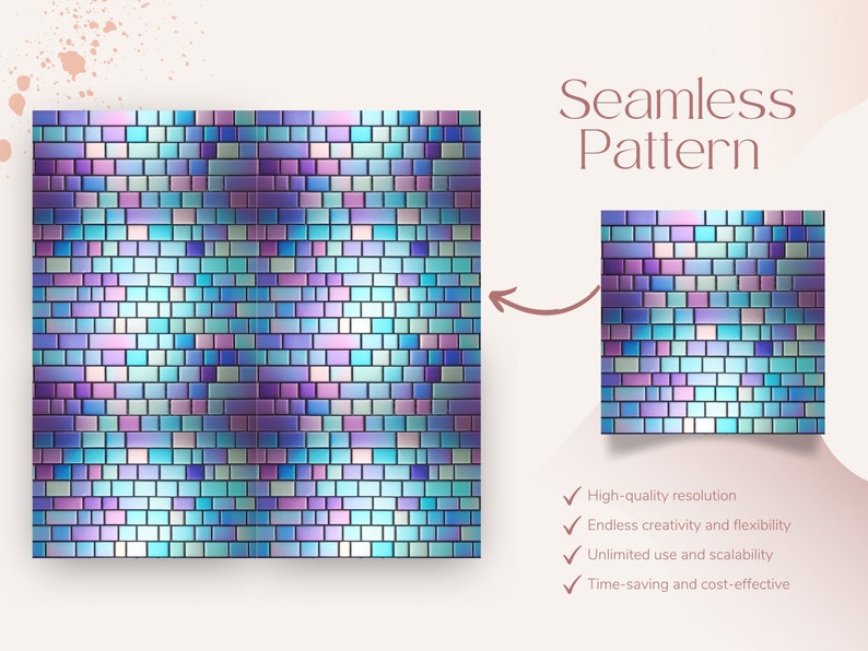 16 Holographic Mosaic Seamless Pattern | Pastel Iridescent Glass ...