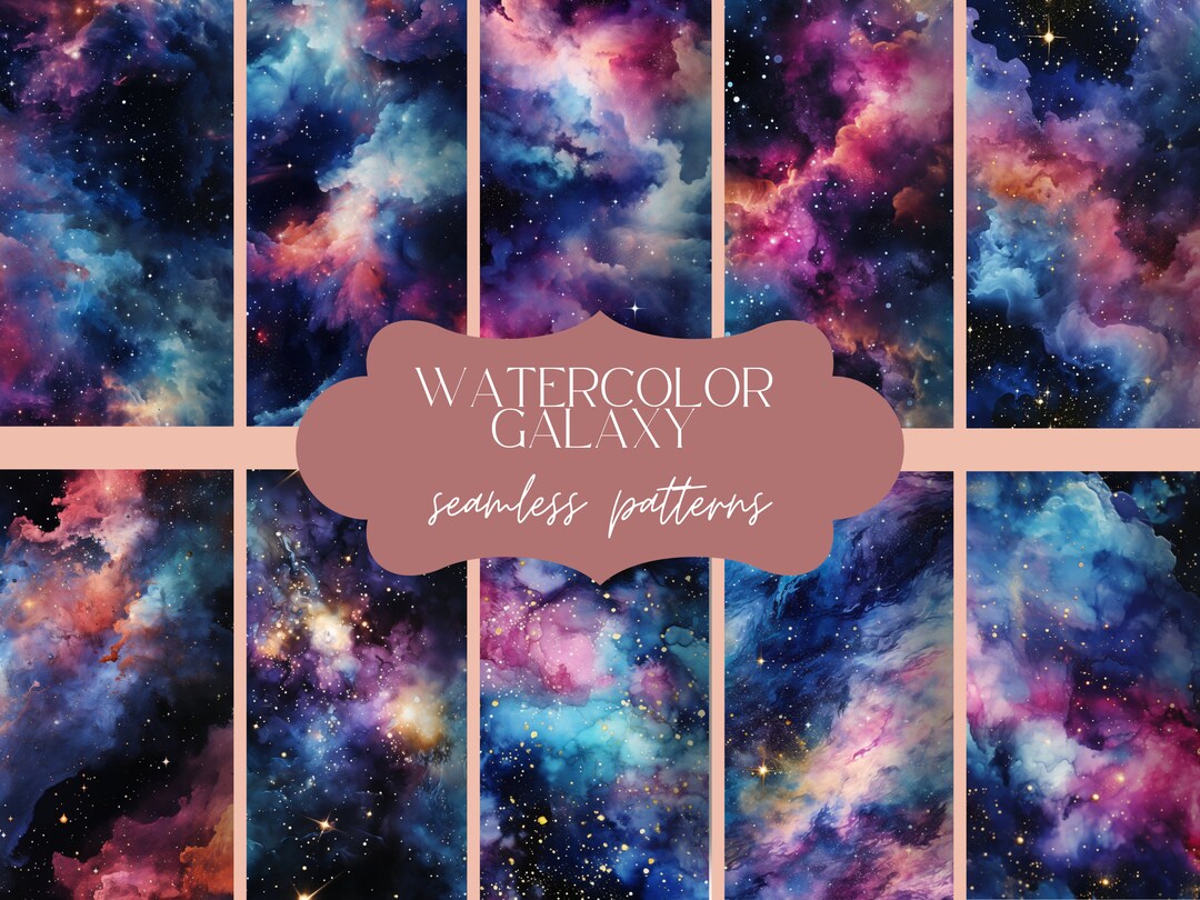 12 Watercolor Galaxy Seamless Pattern | Astral Space Texture | Starry ...