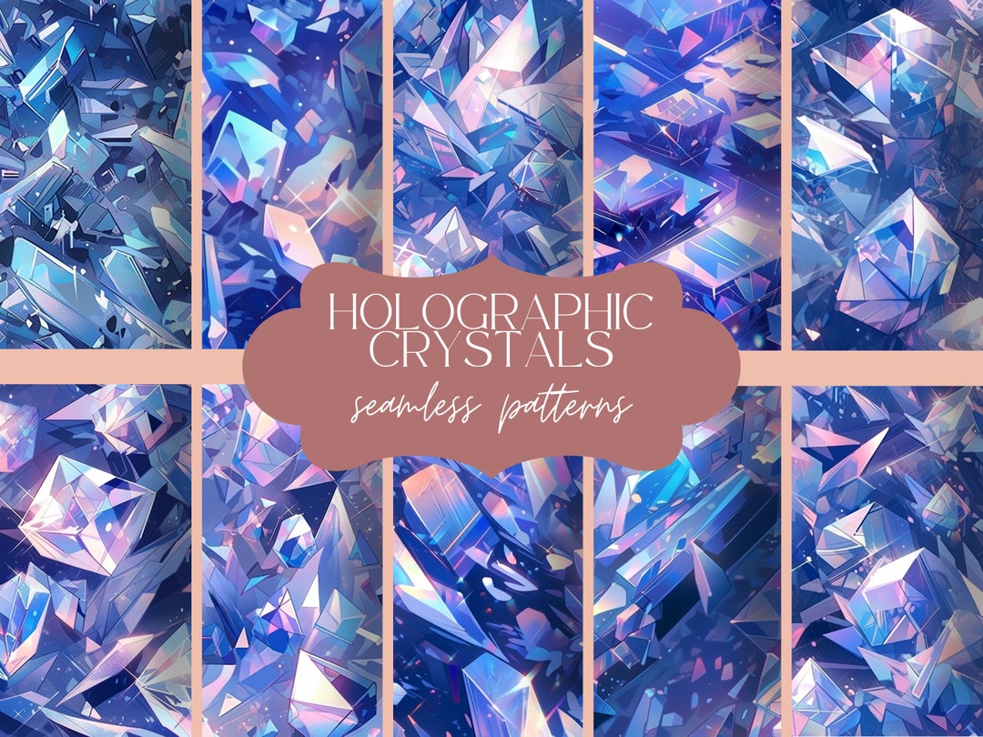 12 Holographic Quartz Crystal Pattern | Seamless Gemstone Texture | Gem ...