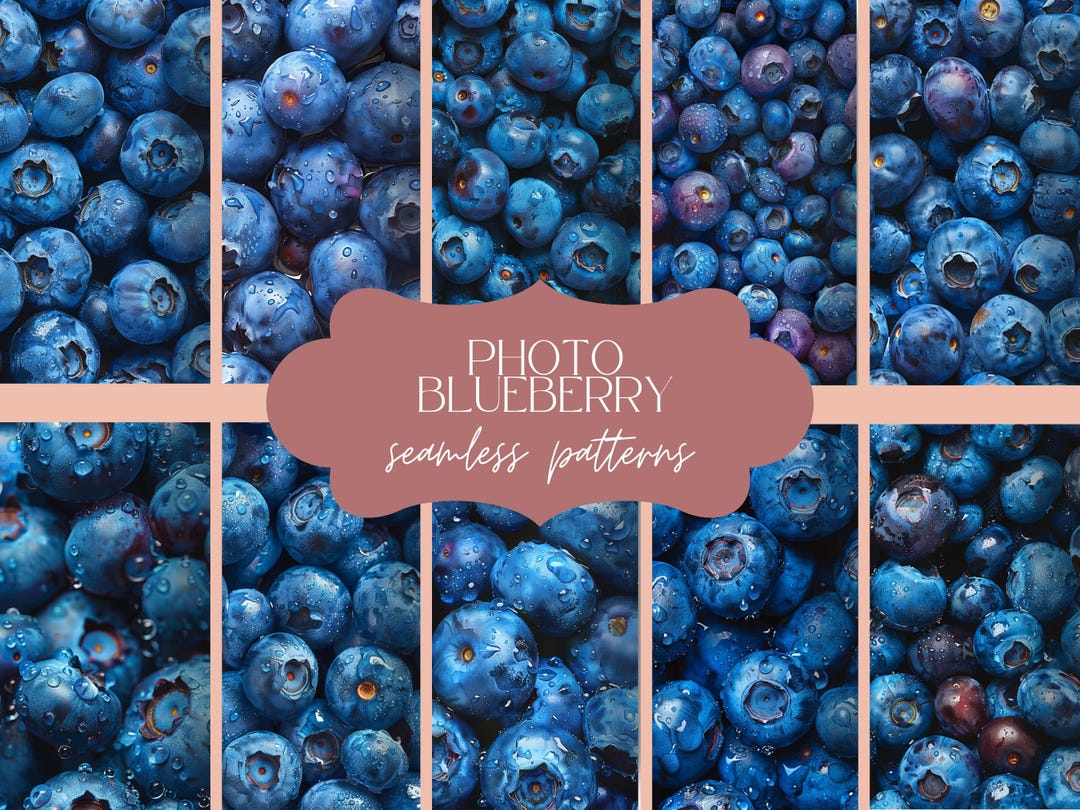 12 Blueberry Photo Texture | Seamless Botanical Berry Pattern | Summer ...