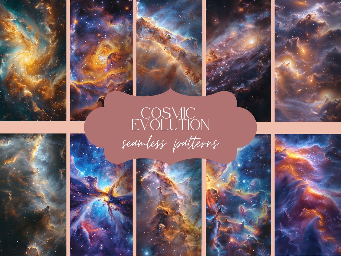 12 Celestial Nebula Seamless Pattern | Cosmic Starry Sky Texture ...