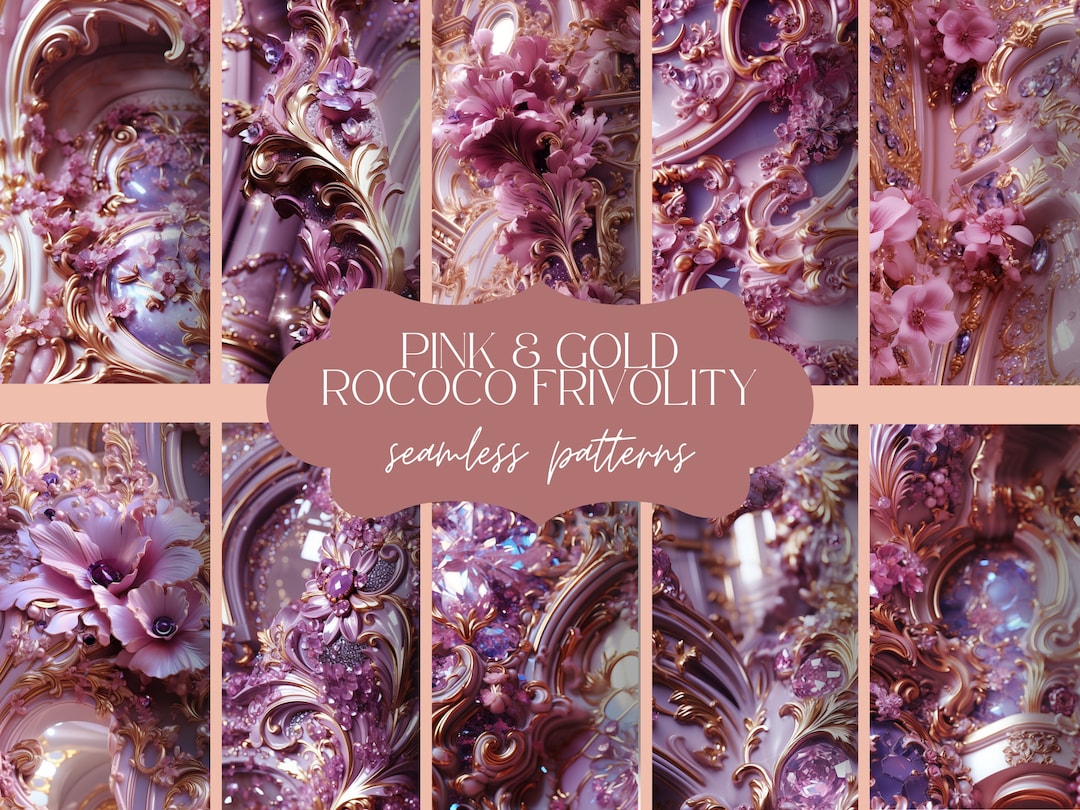 14 Pink & Gold Rococo Decor Seamless Pattern | Dream Luxury Texture ...
