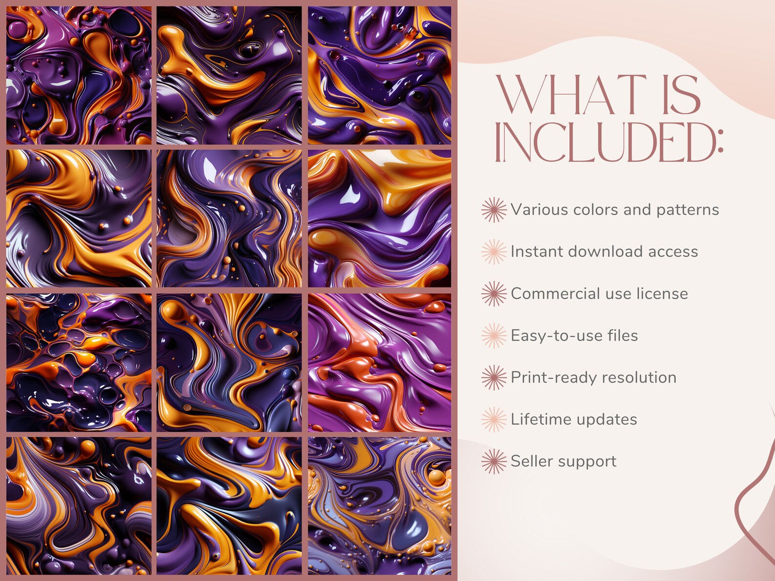 12 Purple and Orange Slime Texture | Abstract Slime Seamless Pattern ...