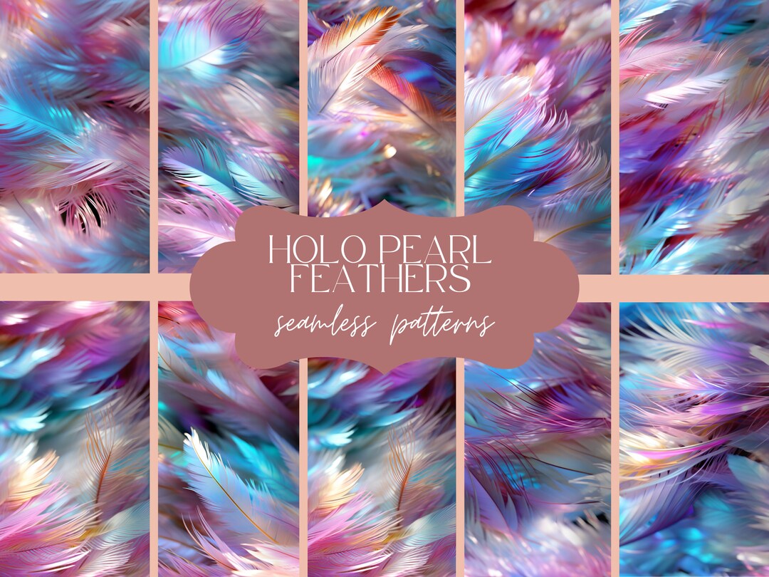 12 Pearl Feathers Texture | Seamless Holographic Pattern | Print Marco ...
