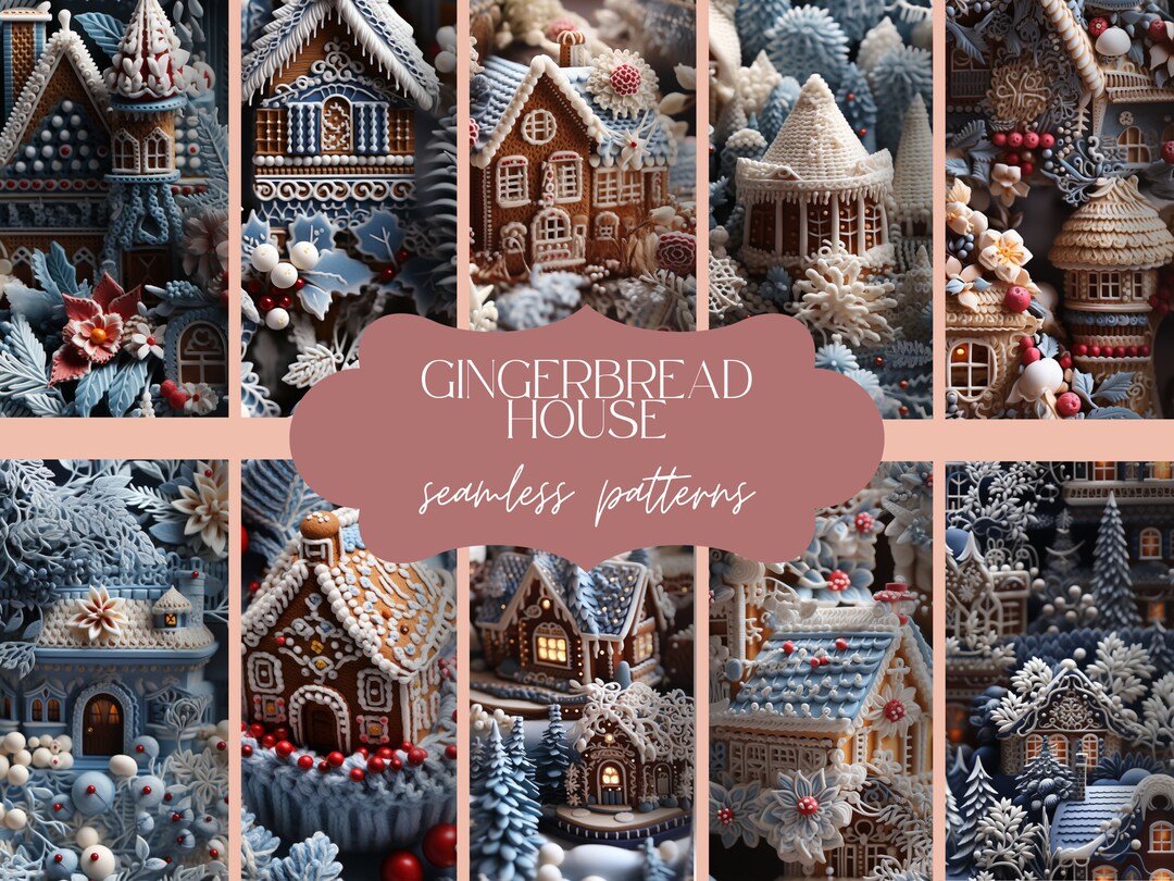 12 Gingerbread House Seamless Pattern | Festive Holiday Texture ...
