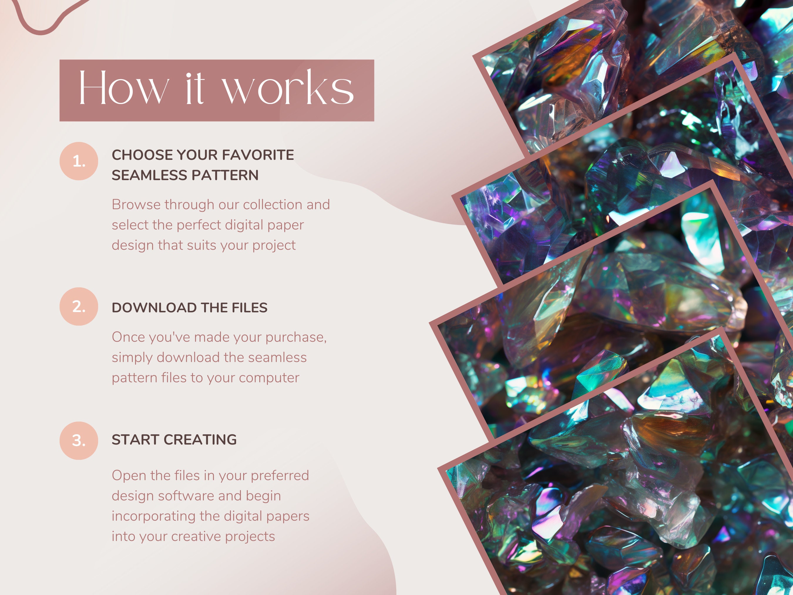 12 Purple Green Quartz Stone Seamless Pattern | Iridescent Gem Texture ...