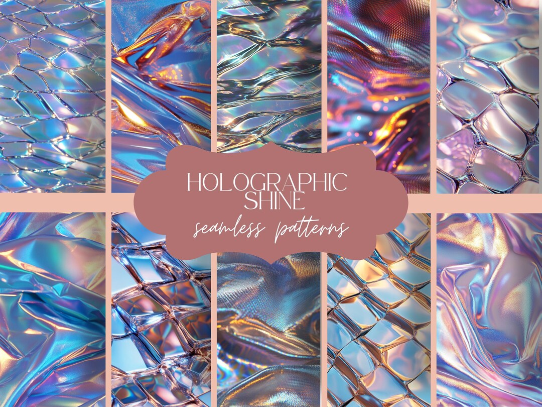 12 Holographic Shine Textures | Seamless Iridescent Patterns | Rainbow ...
