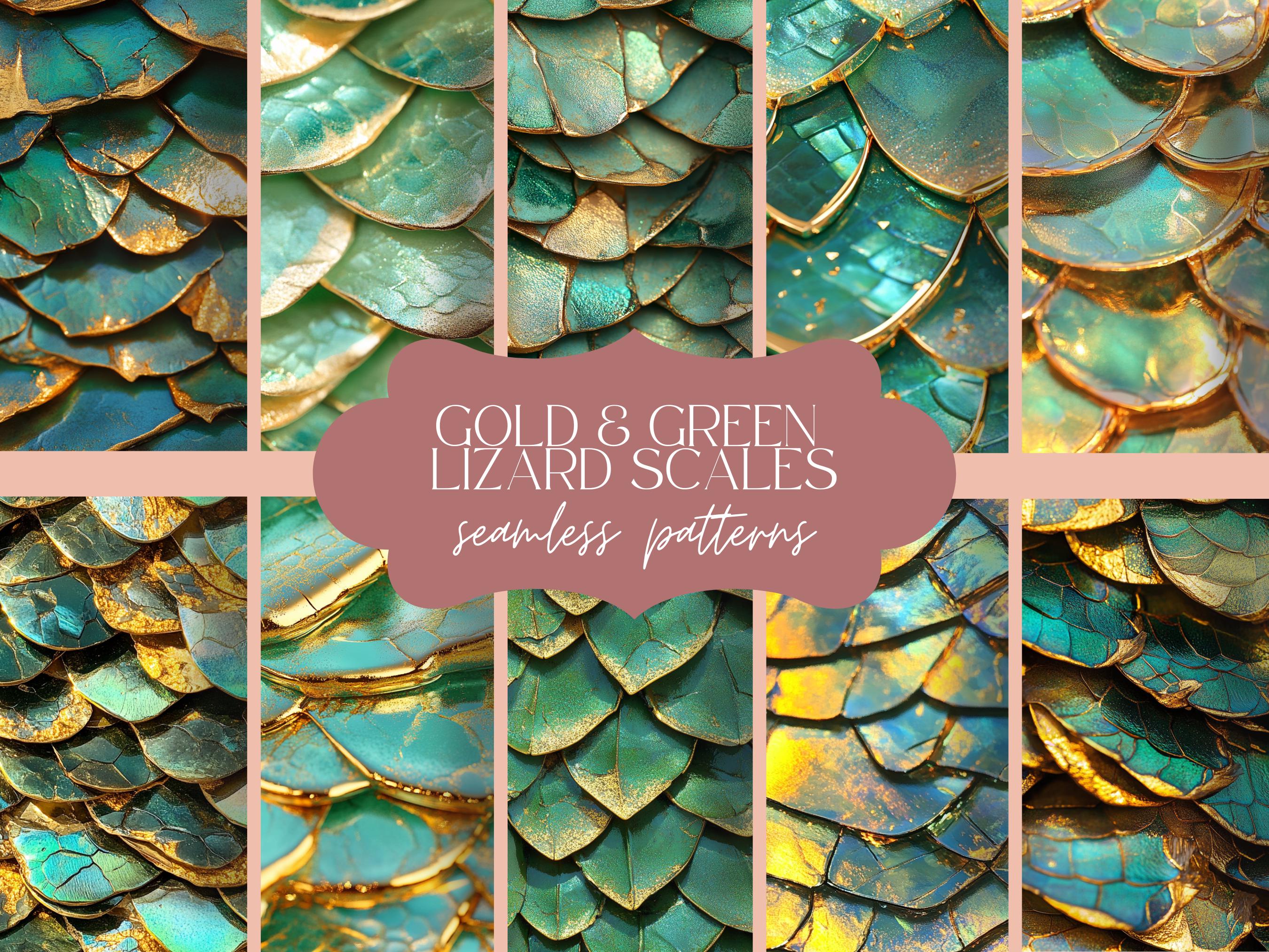 12 Gold Dark Green Lizard Scales Texture | Seamless Reptile Pattern ...