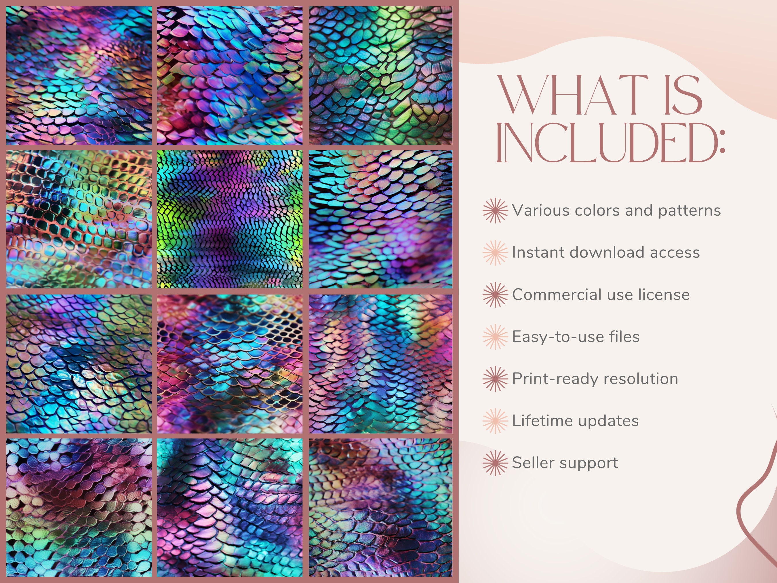 12 Purple and Green Snake Scales Texture | Reptile Seamless Pattern ...