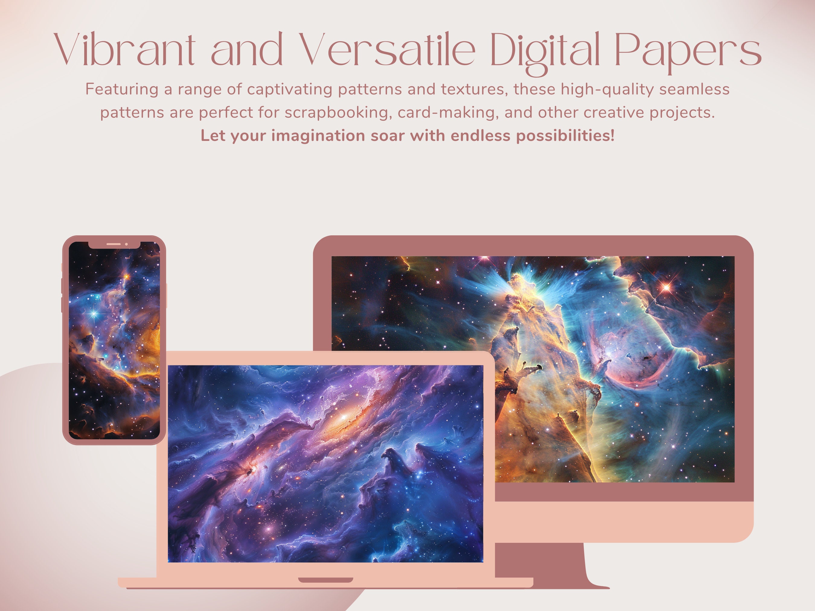 12 Celestial Nebula Seamless Pattern | Cosmic Starry Sky Texture ...