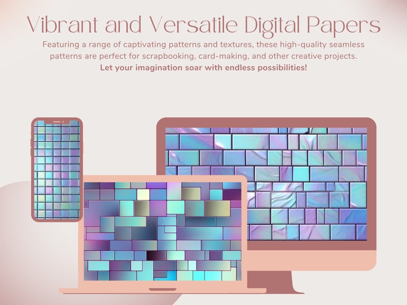 16 Holographic Mosaic Seamless Pattern | Pastel Iridescent Glass ...
