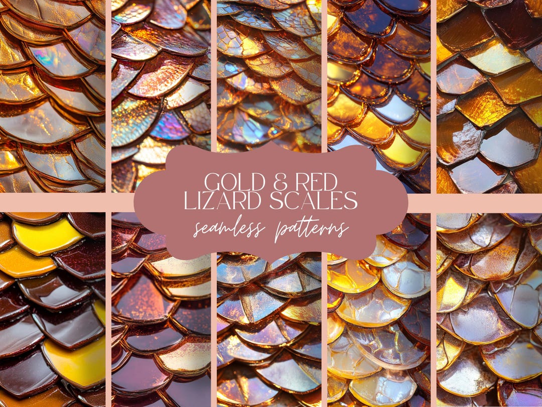 13 Gold Red Lizard Scales Texture | Seamless Reptile Pattern | Shimmer ...