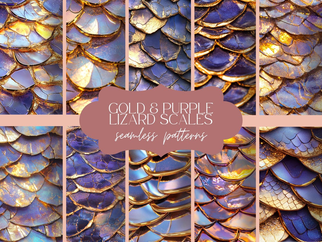 12 Gold Purple Lizard Scales Texture | Seamless Reptile Pattern ...