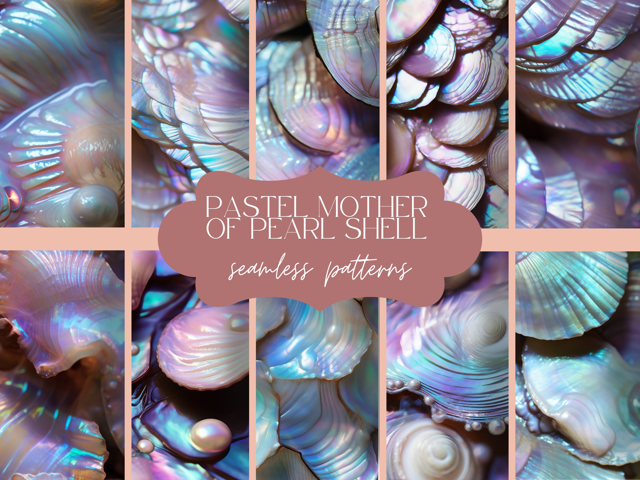 12 Pastel Mother of Pearl Texture | Shells Seamless Pattern | Fantasy ...