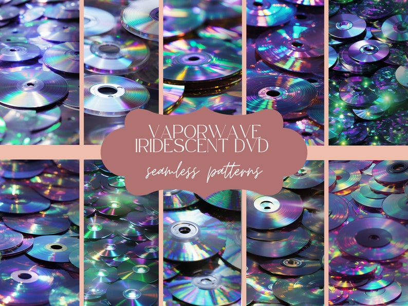 12 Vaporwave Iridescent DVD Seamless Pattern | Retro Aesthetic Texture ...
