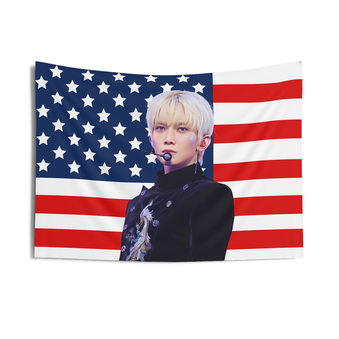 Yeosang Blonde Hair American Flag, P1harmony Concert Banner, P1harmony ...