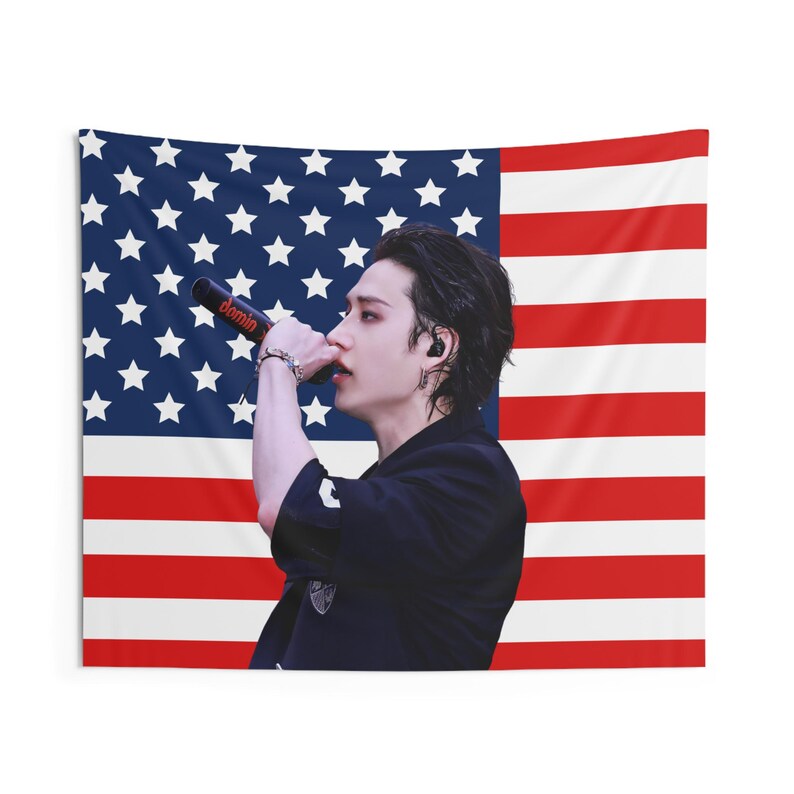Bang Chan Side Profile American Flag, Stray Kids Concert Banner, SKZ ...