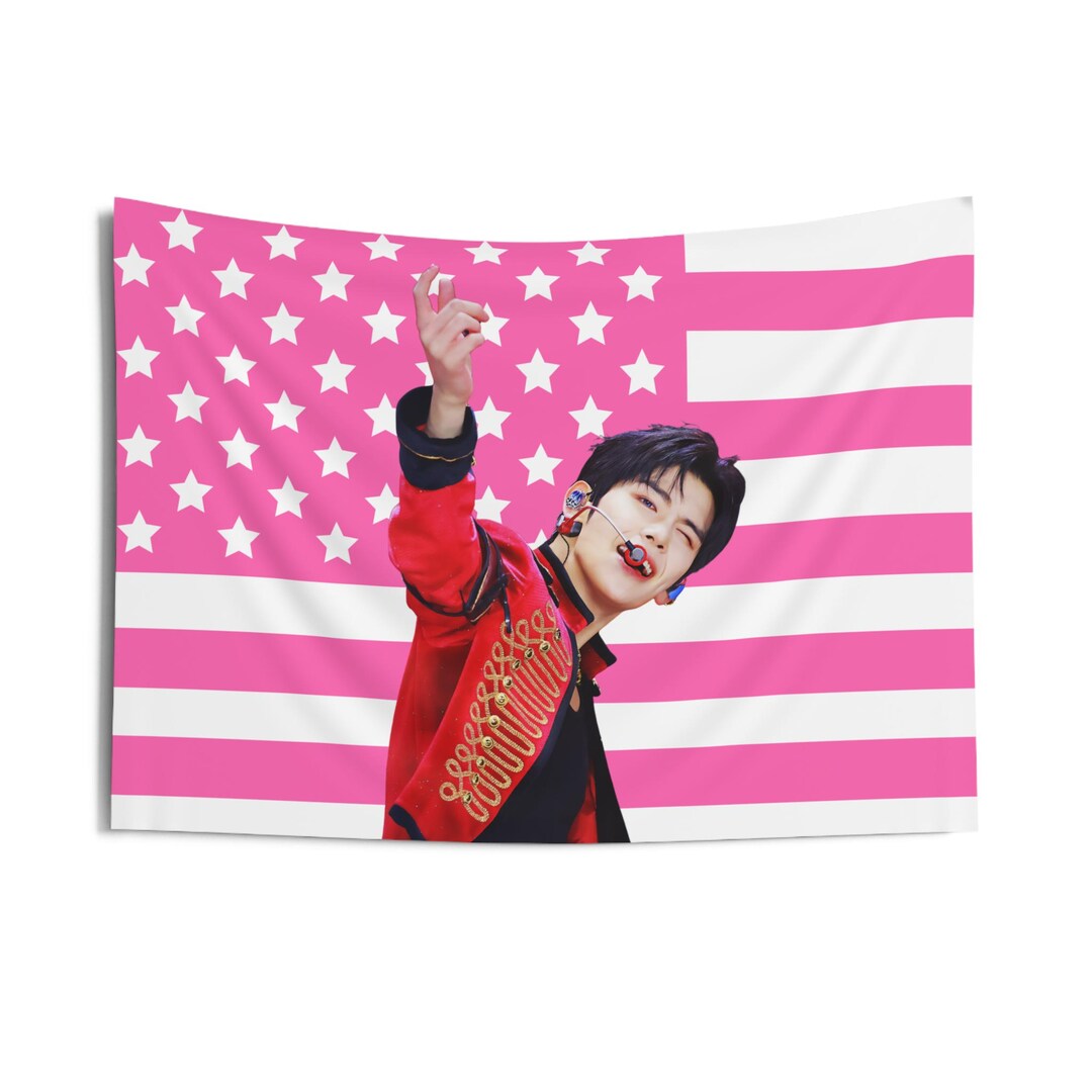Zb1 Taerae Cute Pink American Flag, Zerobaseone Concert Banner, Zb1 ...