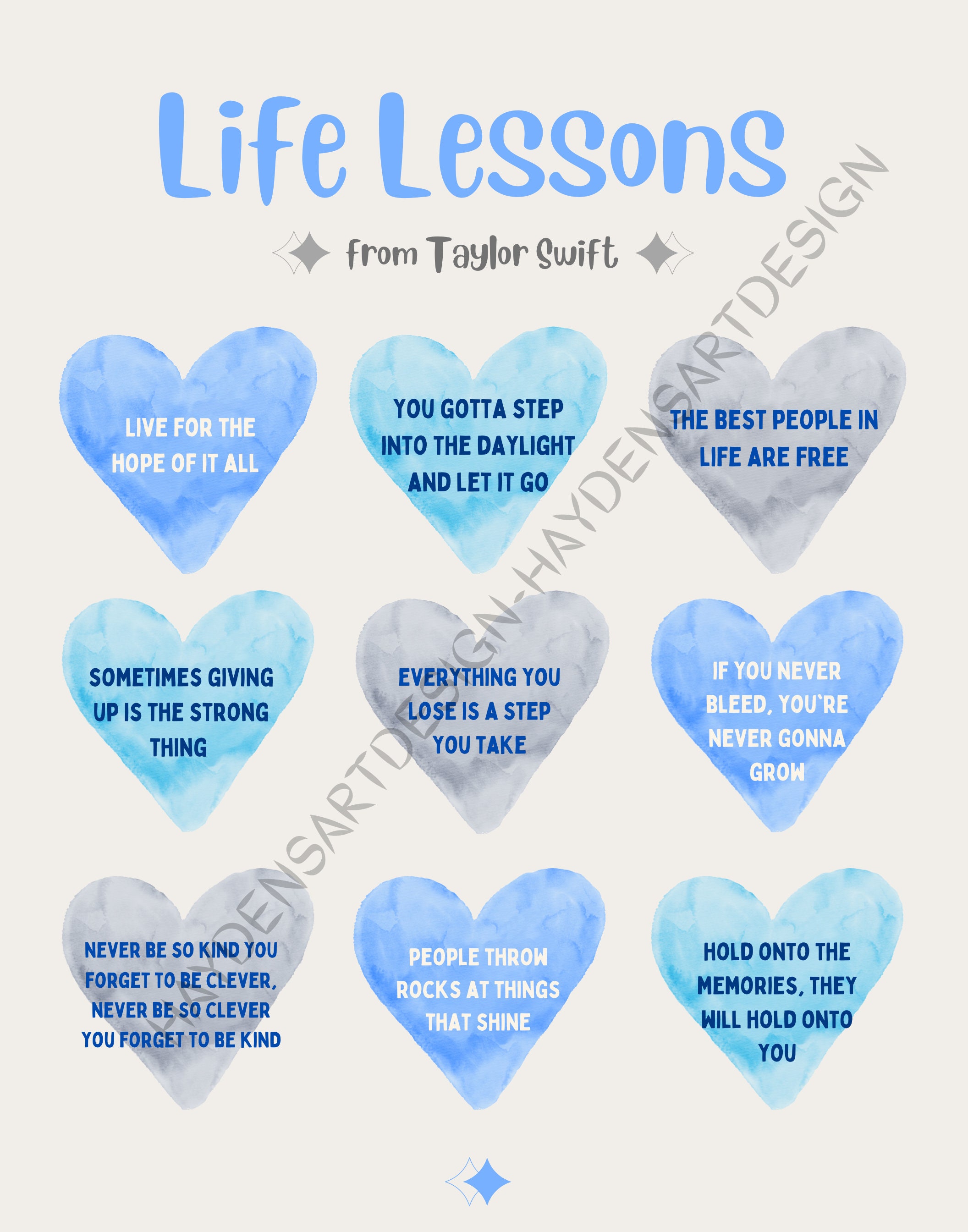 Life Lessons From Taylor Swift Poster - Etsy