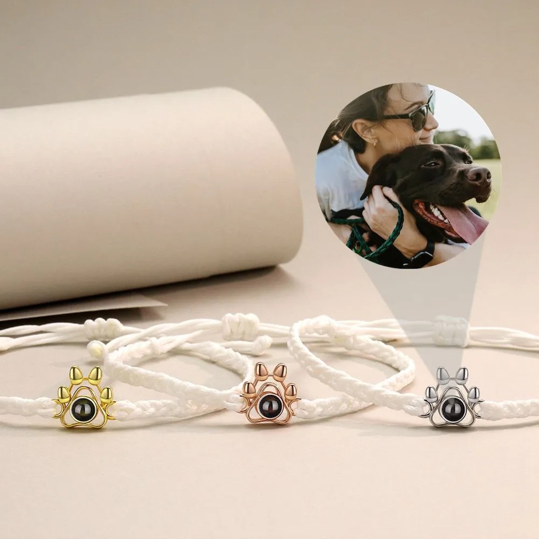 Personalized Projection Pet Photo Bracelet, Cat Dog Paw Photo Bracelet ...