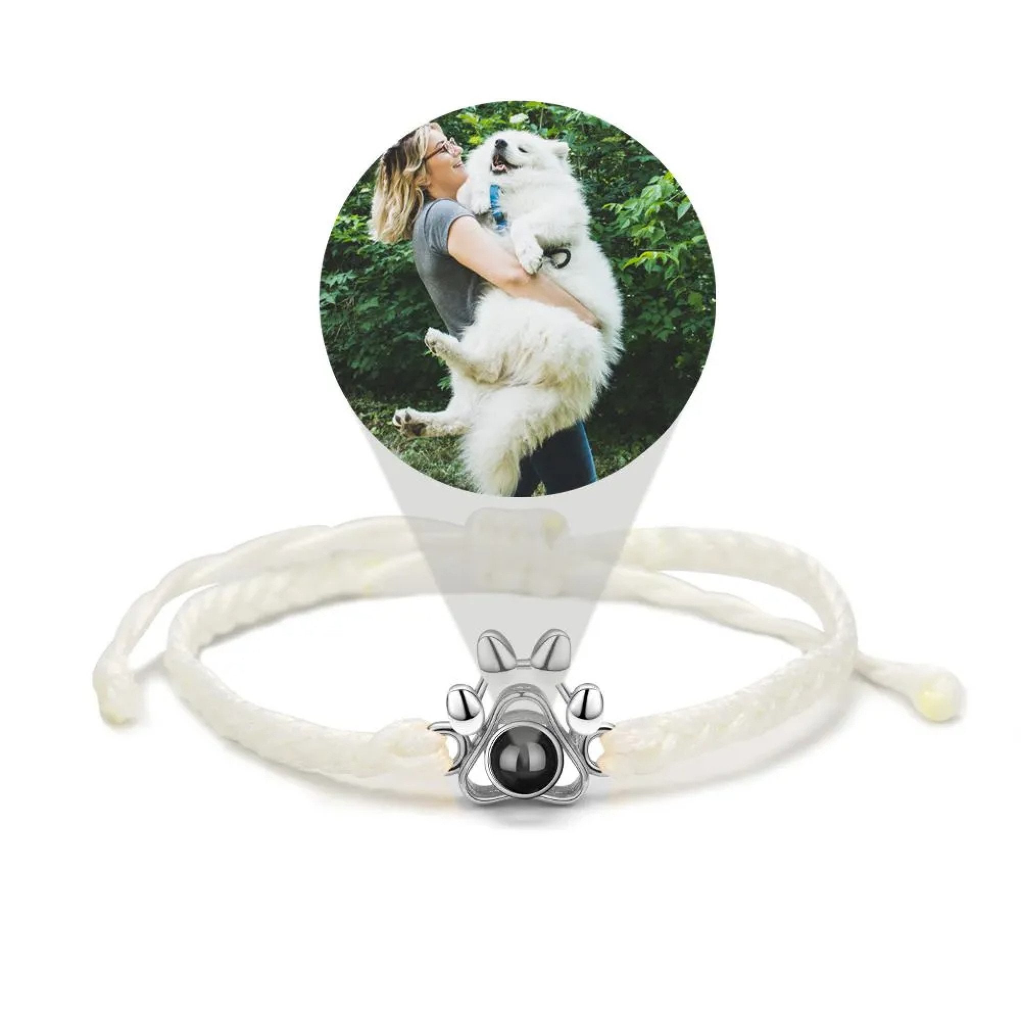 Personalized Projection Pet Photo Bracelet, Cat Dog Paw Photo Bracelet ...