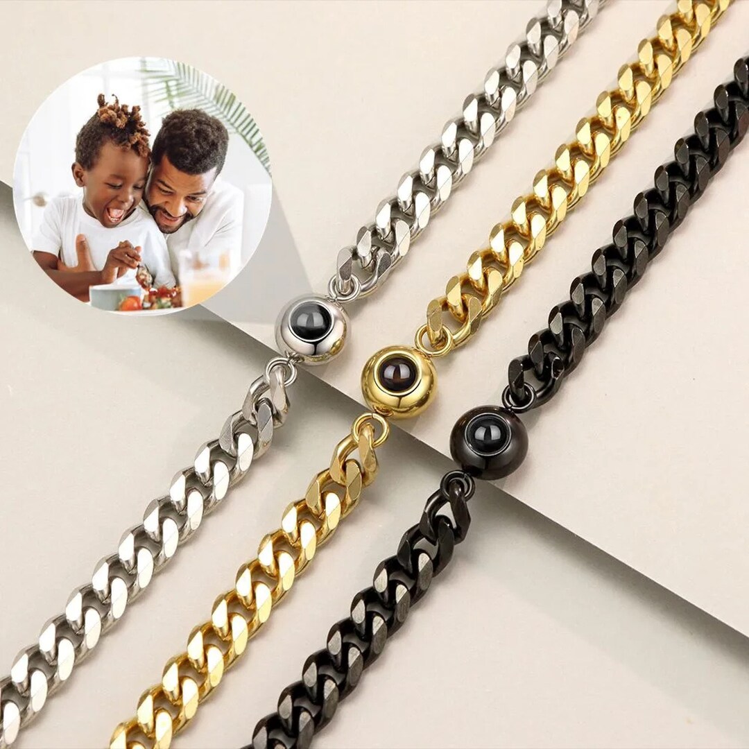 Personalized Stainless Steel Photo Projection Bracelet | Custom Photo ...