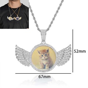 Personalized Diamond Studded Angel Wings Photo Necklace |picture ...