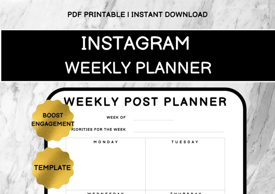 Weekly Instagram Planner Instagram Content Planner - Etsy