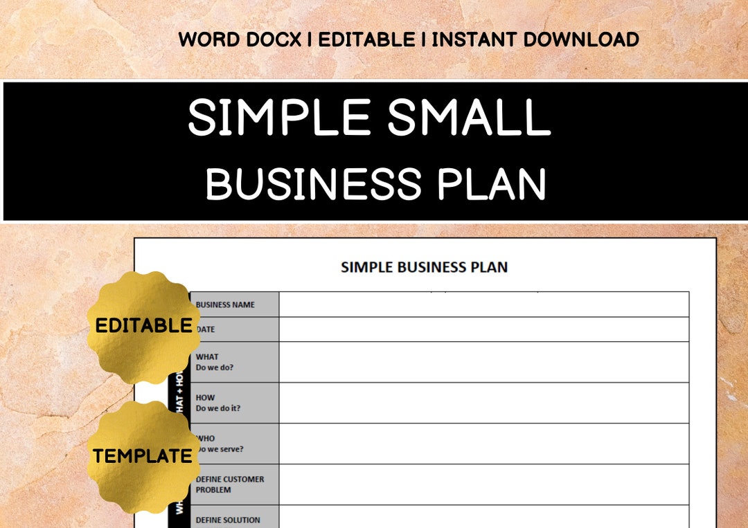 Small Business Plan Template Editable Simple Small Business - Etsy