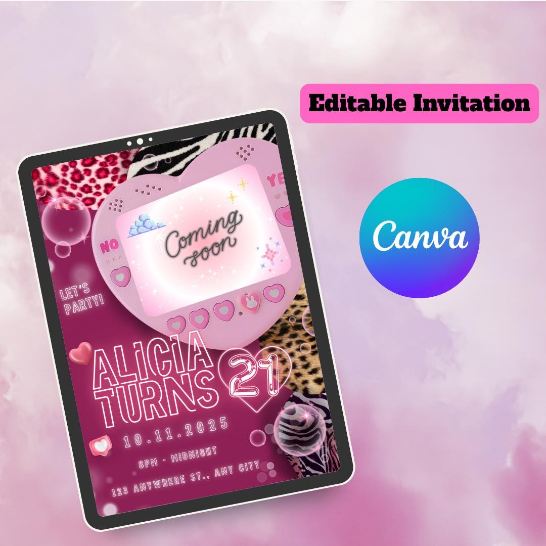Editable Y2K Baddie 21st Birthday Invitation Template - Etsy