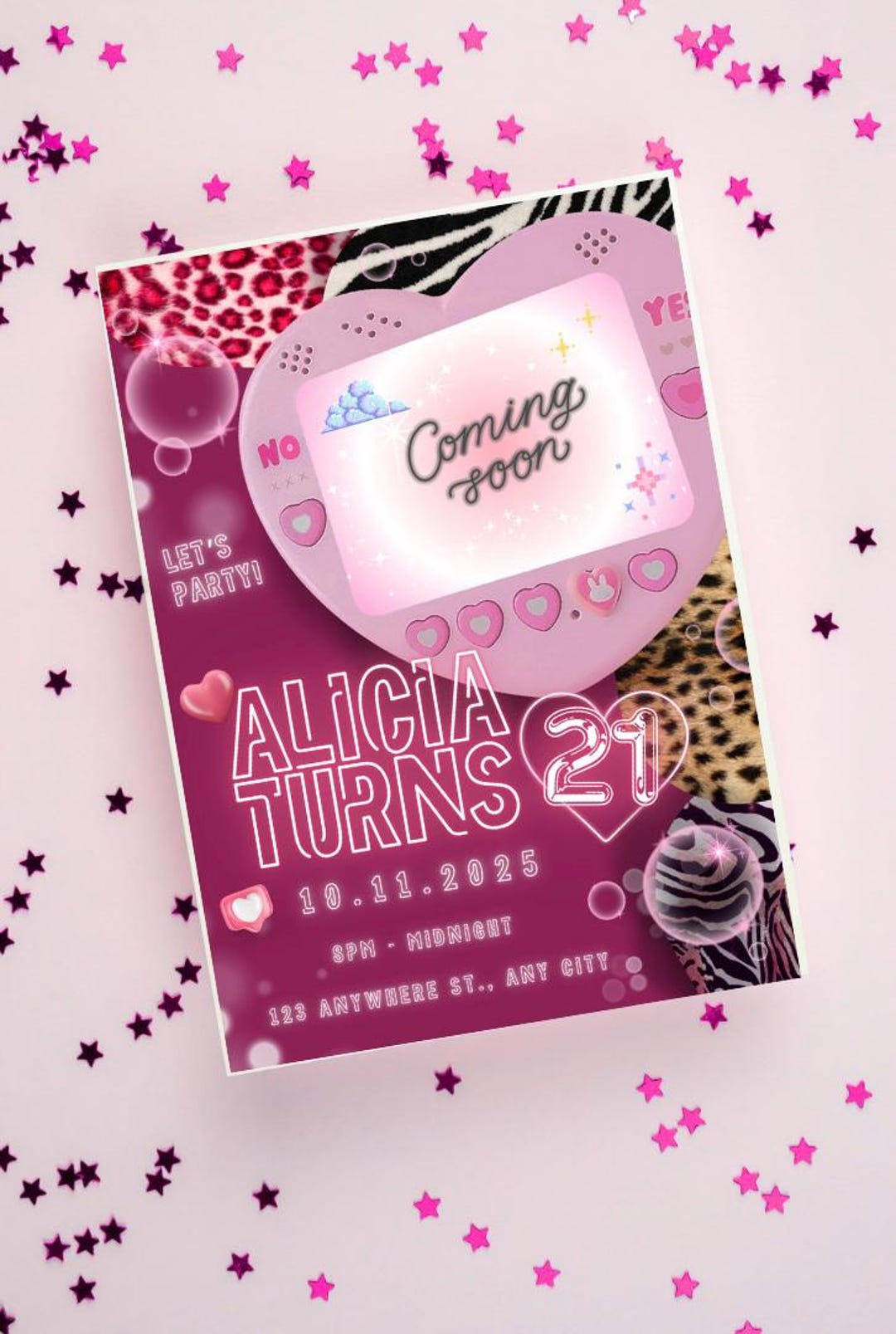 Editable Y2K Baddie 21st Birthday Invitation Template - Etsy
