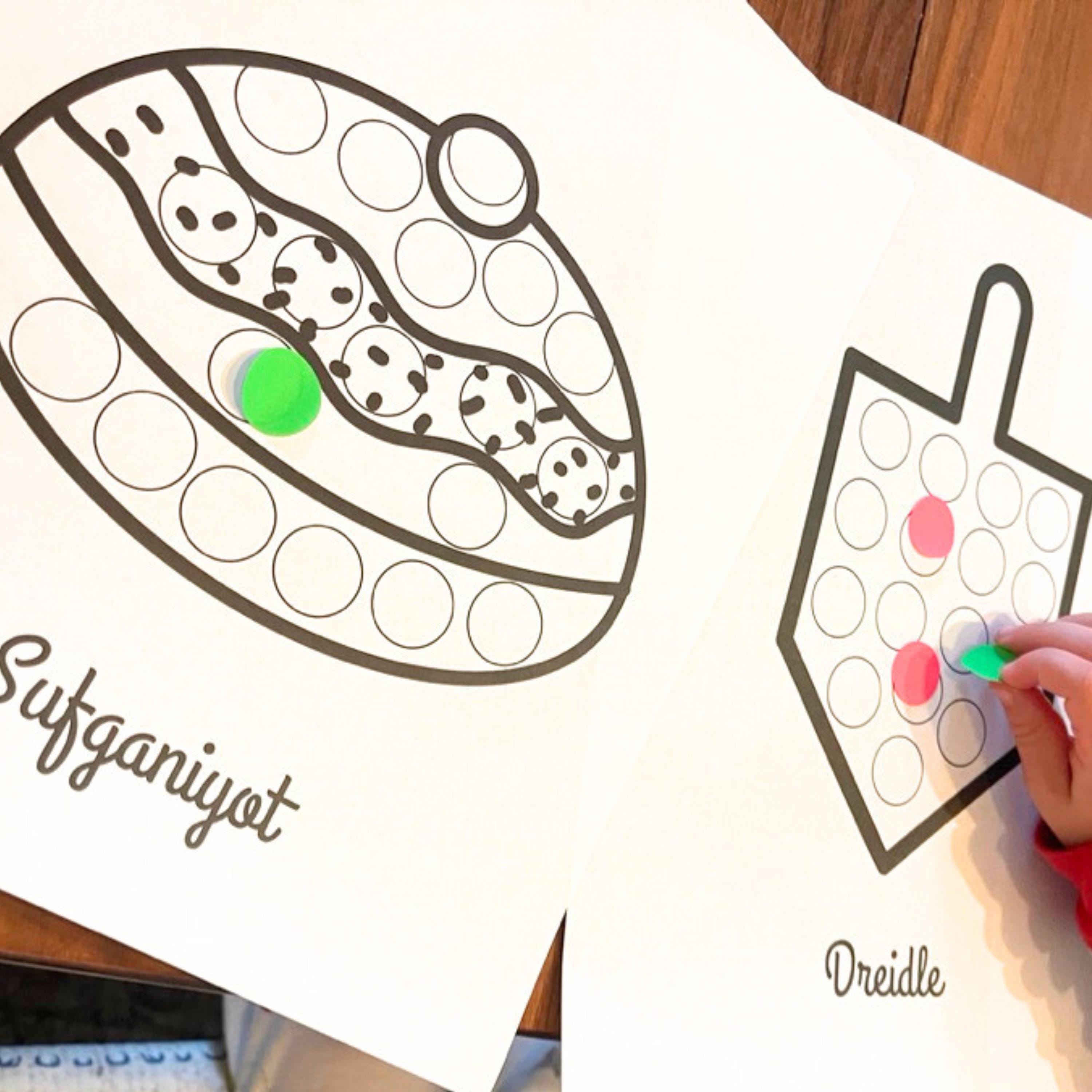 Hanukkah Dot Sticker Preschool Activity Fine Motor Dot Coloring Pages ...