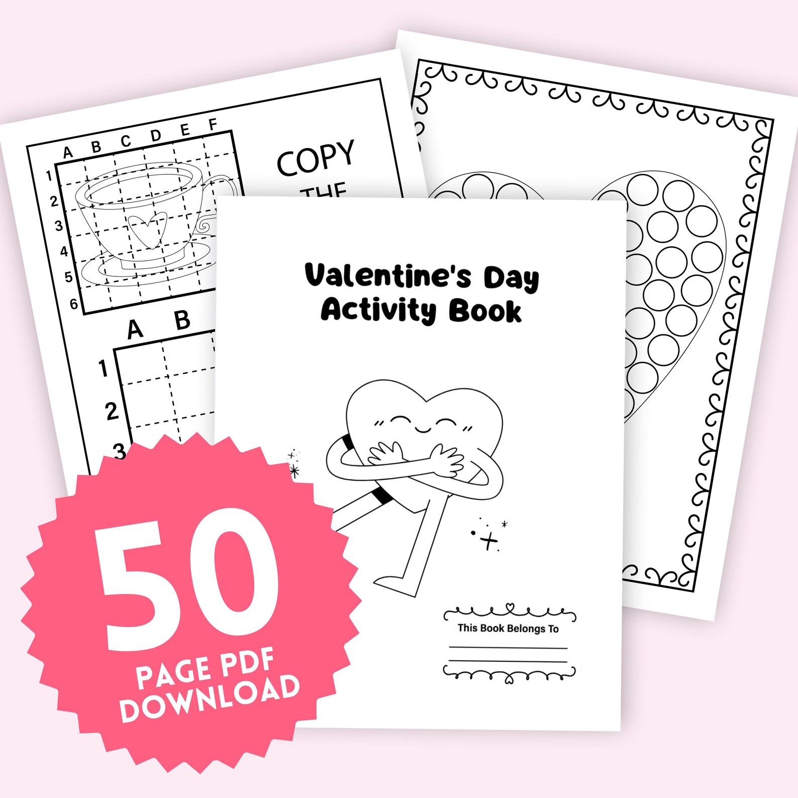 Valentine's Day Kids Activity 50 Page Preschool Worksheets Valentine ...