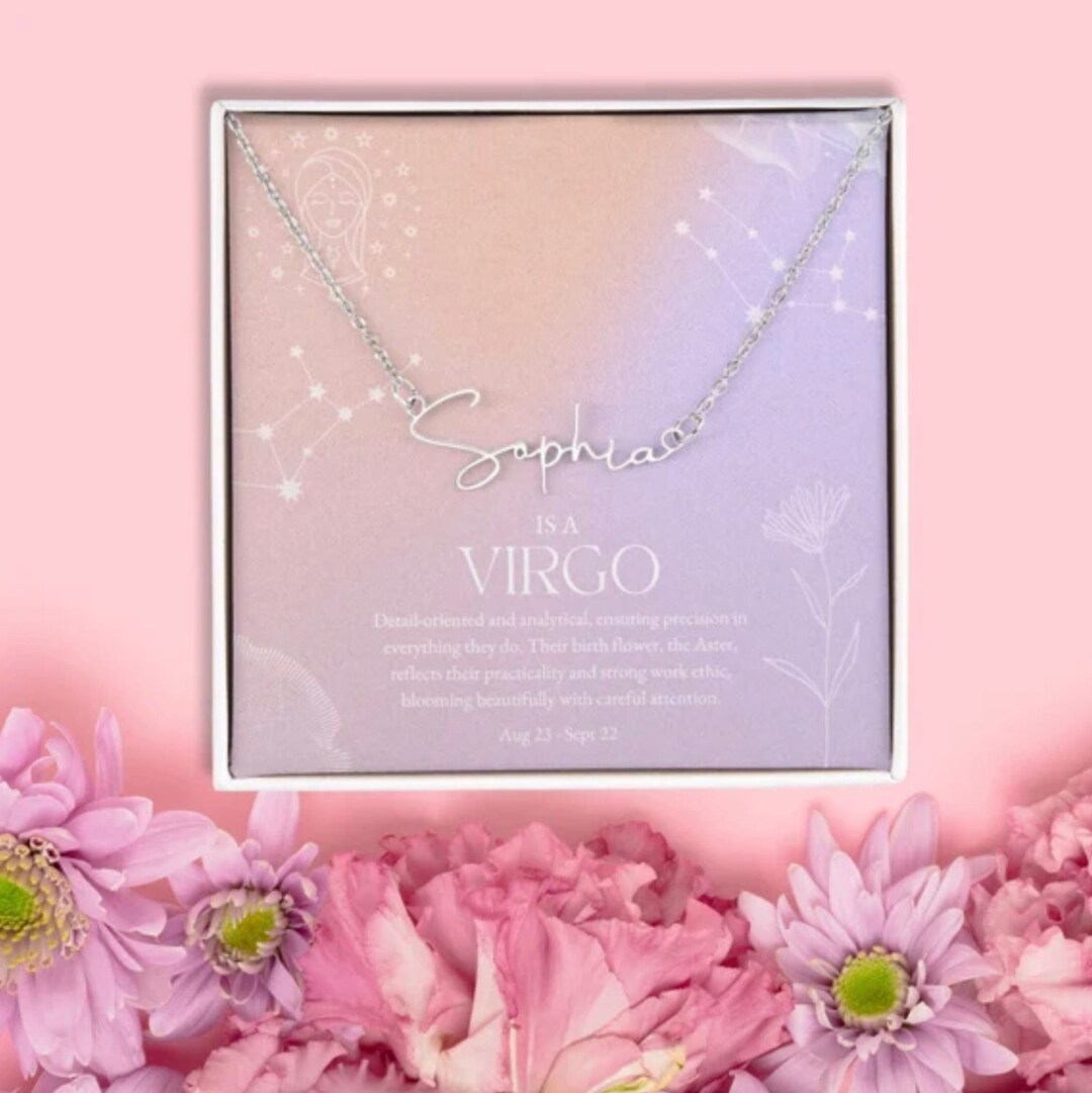 Virgo Birth Flower Gift Unique Name Necklace Gift Idea for - Etsy