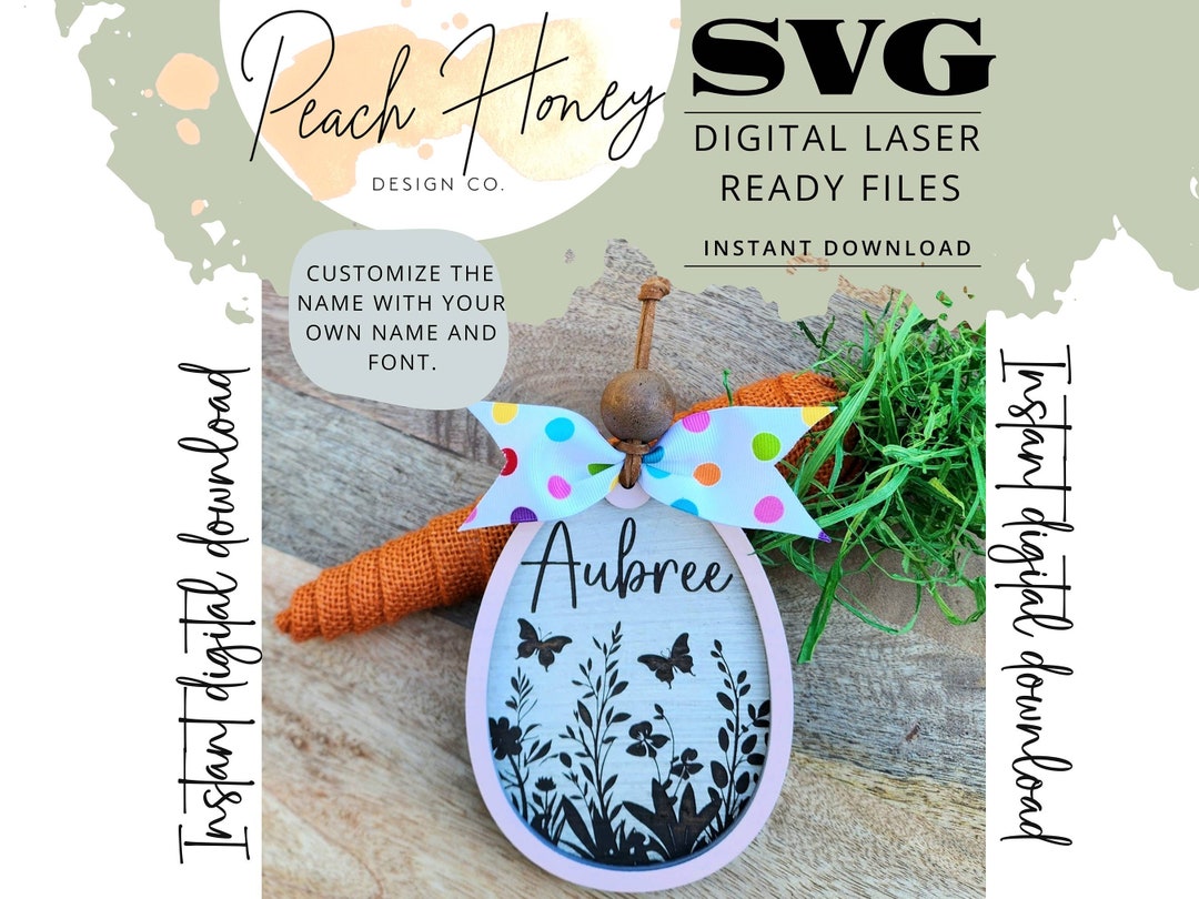 Easter Laser Cut File, Easter Tag, Easter Nametag, Bunny, Initial Tag ...