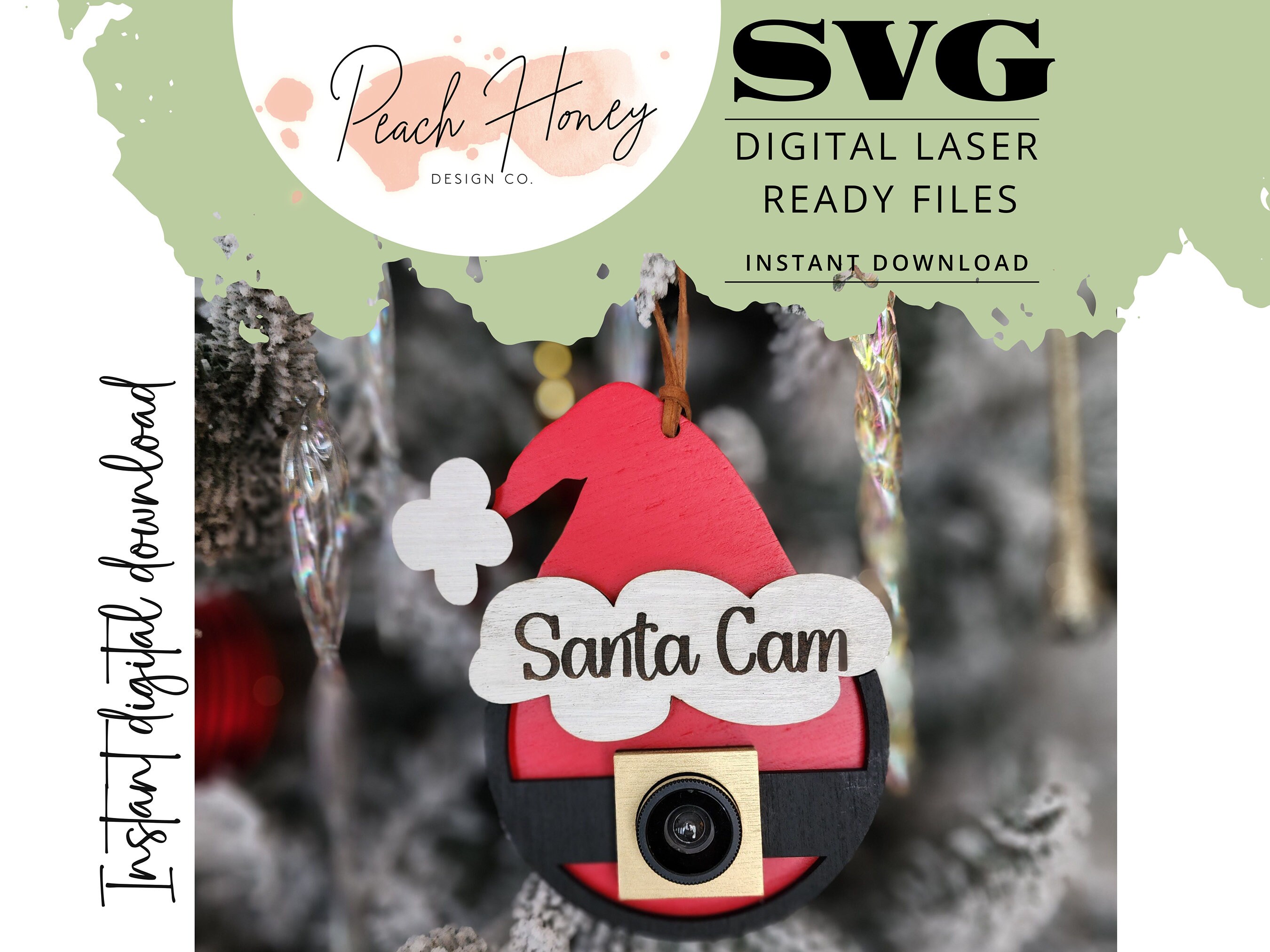 Elf Cam, Santa Cam, Ornament, Laser SVG File, Christmas Ornament, SVG ...