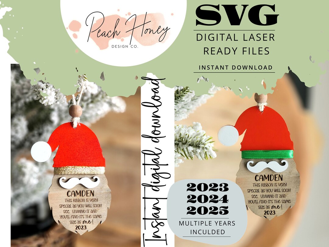 2023 2024 2025 Christmas Tree Ornament, SVG Laser Cut File, Measure Me ...