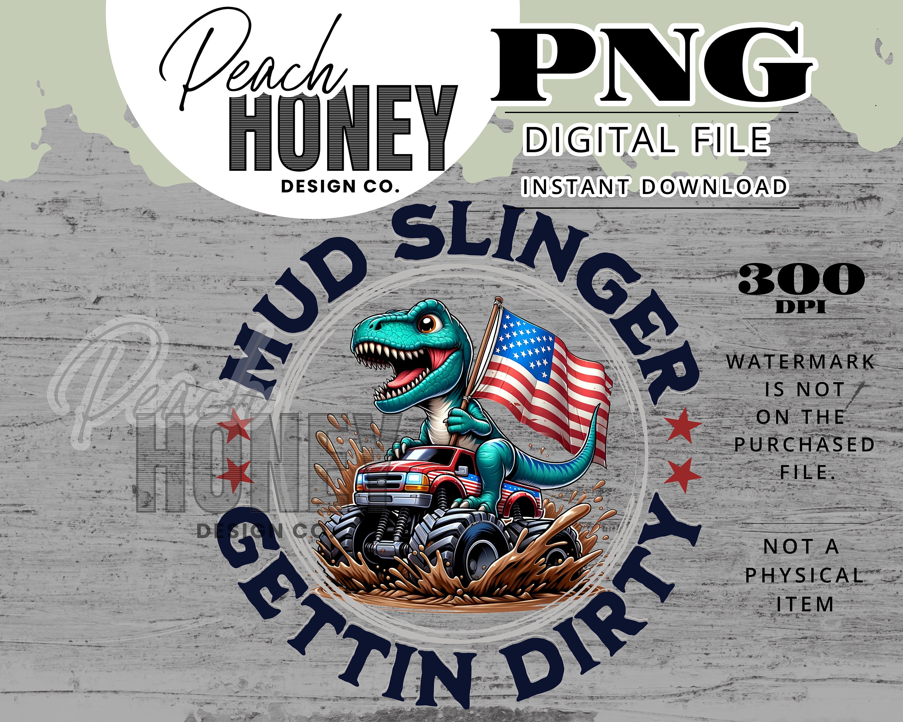 Monster Truck Clipart Dinosaur Graphic Sublimation PNG File for Child Patriotic Shirt Design ...