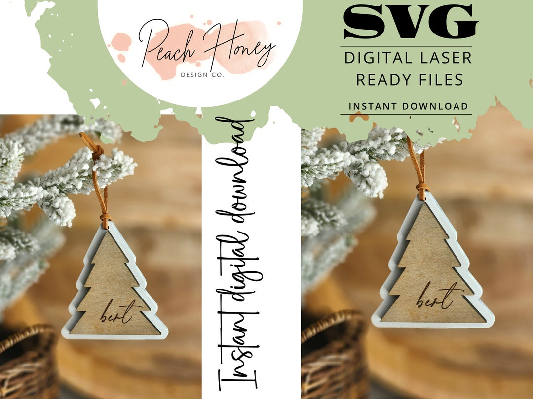 Christmas Tree Ornament, SVG Laser Cut File, Stocking Nametag, Simple ...