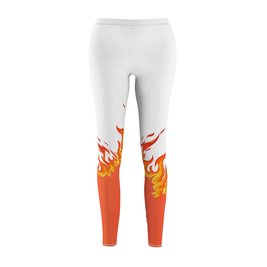 Flame Legging, Fire Print Yoga Pants, Women's Workout Leggings, Casual ...