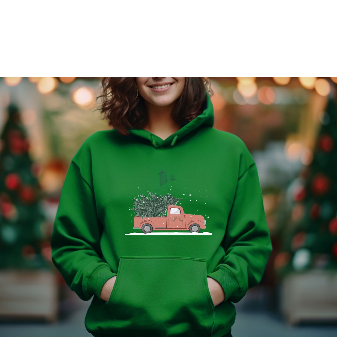 A Lil Red Truck. Hauling a Christmas Tree. Tiktok Trend Hoodie - Etsy