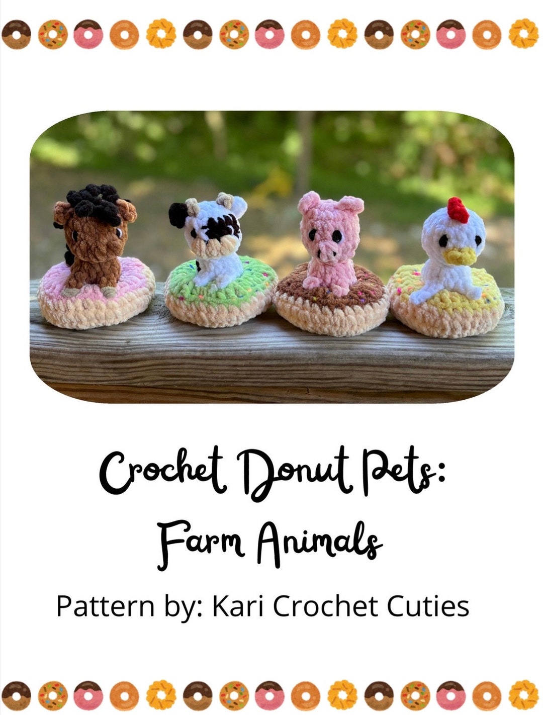 Crochet Donut Pets Farm Animals Pattern | Low Sew Crochet Patterns - Etsy